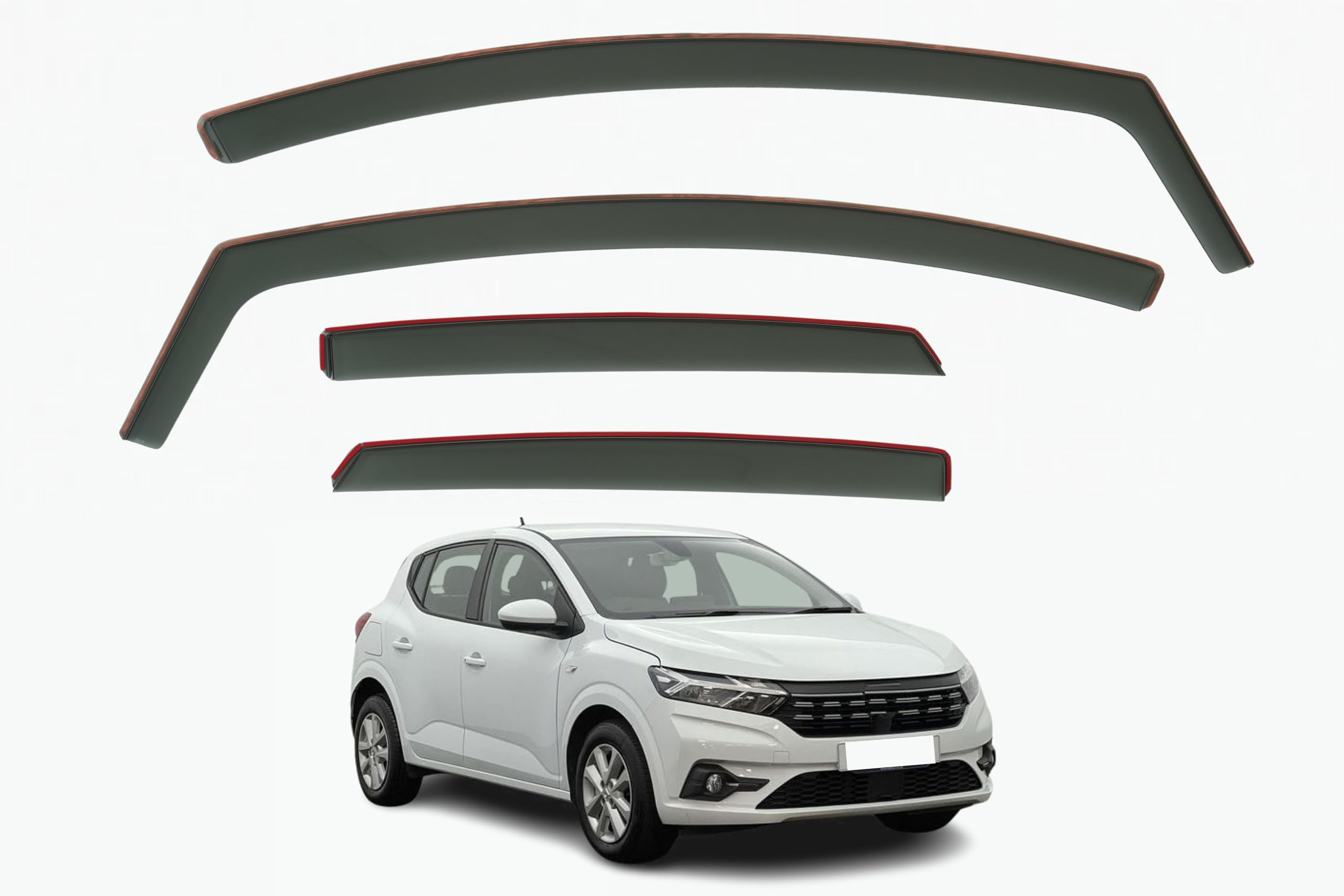 Set Of 4 Wind Deflectors Fits with DACIA SANDERO & SANDERO STEPWAY III ...